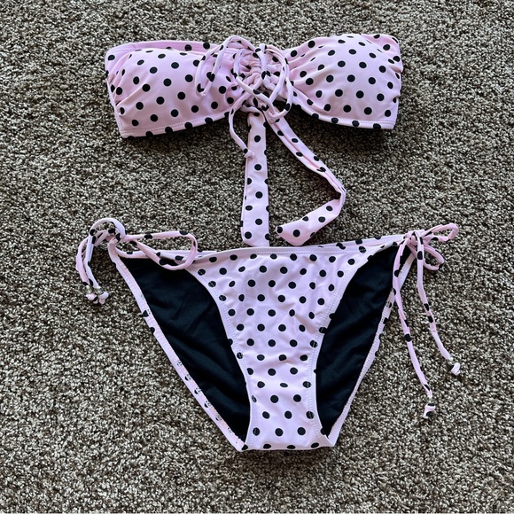 For Love And Lemons Swim Nwt Pink Black Polka Dot Bikini Set Poshmark